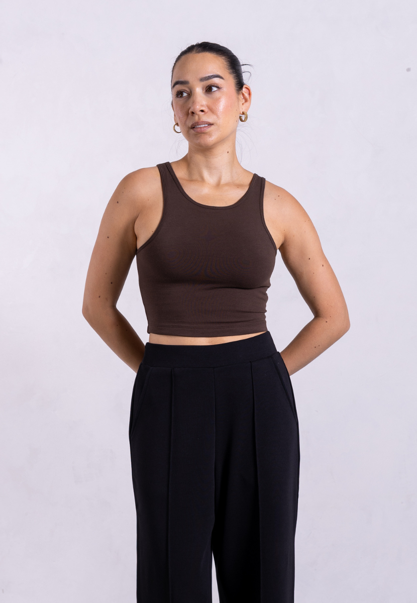 Hot Fudge Organic Cotton Cropped Tank Top - Daily Comfort | Not Basics