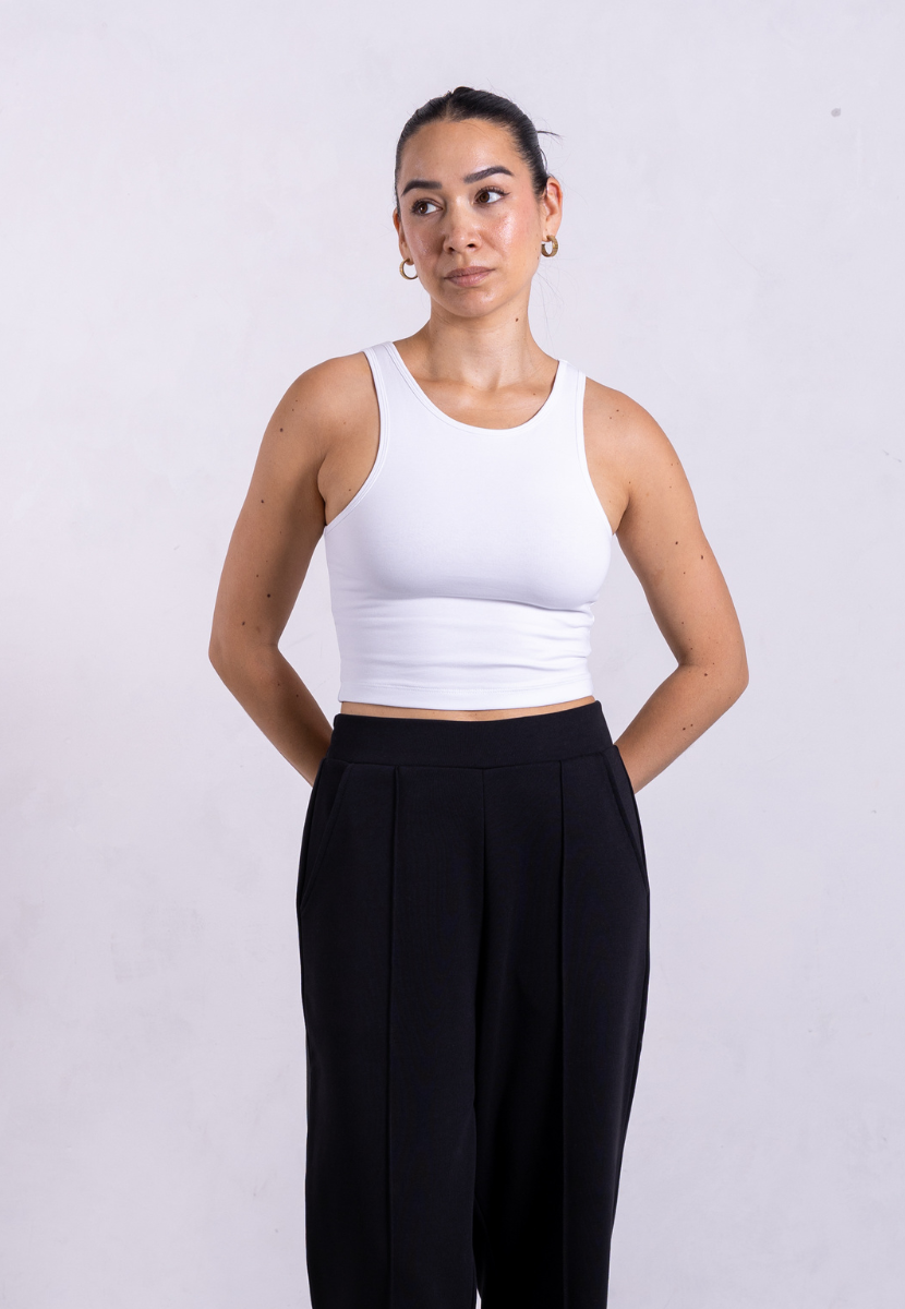 White Organic Cotton Cropped Tank Top - Daily Comfort | Not Basics
