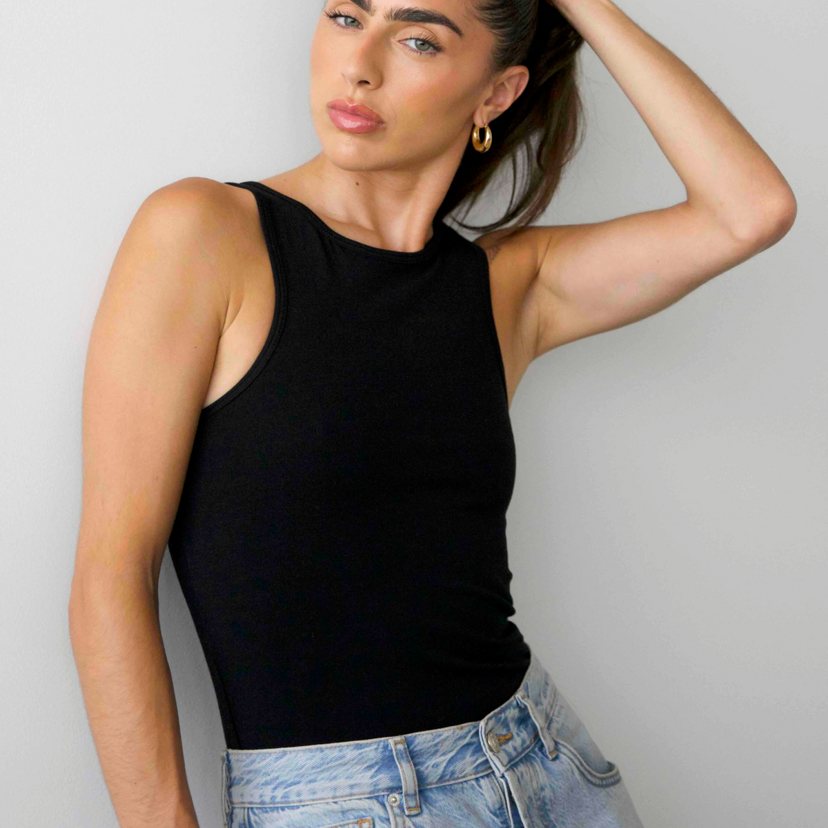 Black Organic Cotton Crew Tank Top – Soft, Breathable | Not Basics