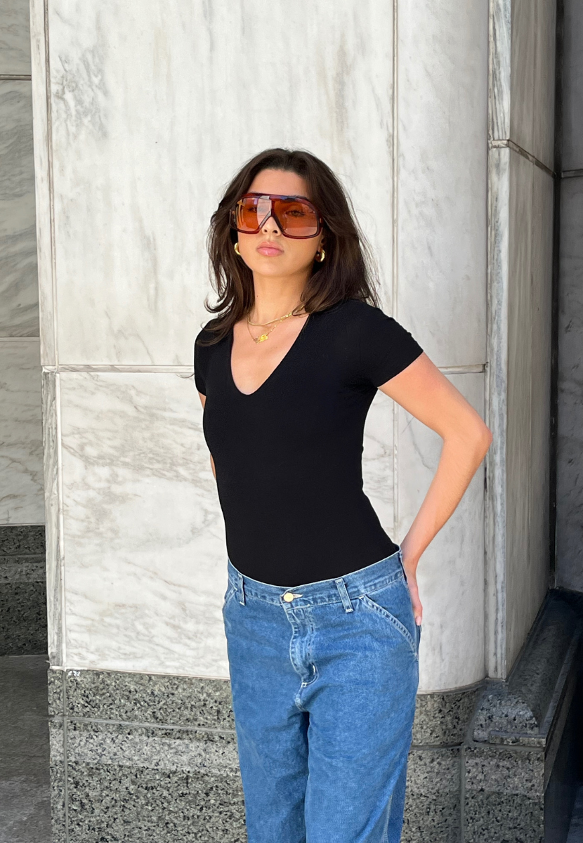 Nude Organic Cotton V-Neck Bodysuit | Not Basics